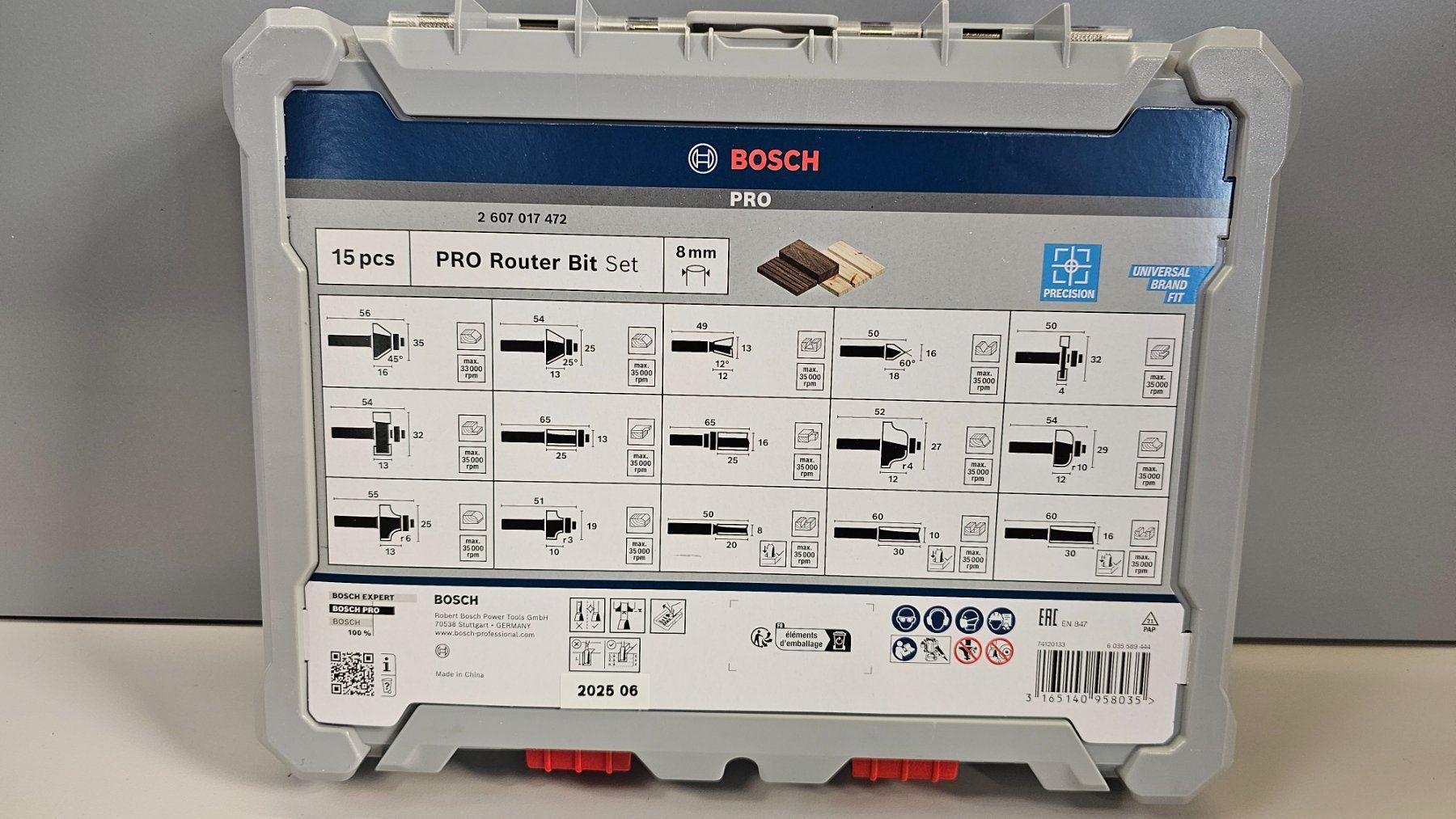 Bosch PRO Nutfräser- Set, gemischt, Schaft 8 mm, 15-tlg. - 2607017472 ...